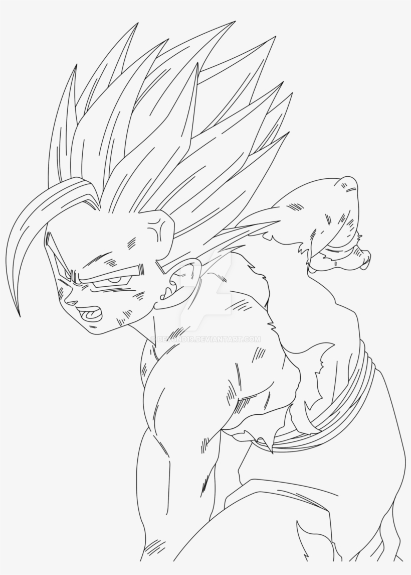 Gohan Final By Beyond On Deviantart - Line Art - Free Transparent PNG ...