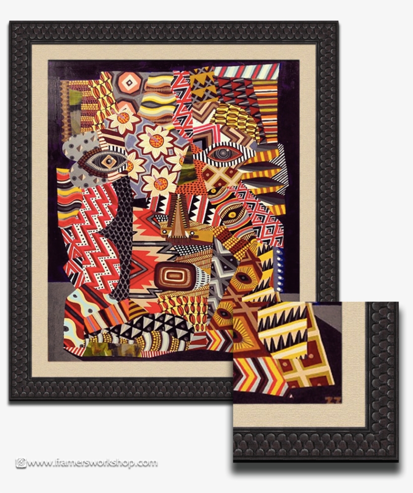 Abstract Painting On Canvas Framed With Linen Liner - Picture Frame ...