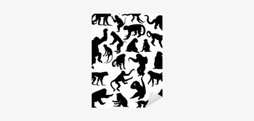 Twenty Two Black Isolated Monkey Silhouettes Sticker - Monkey ...