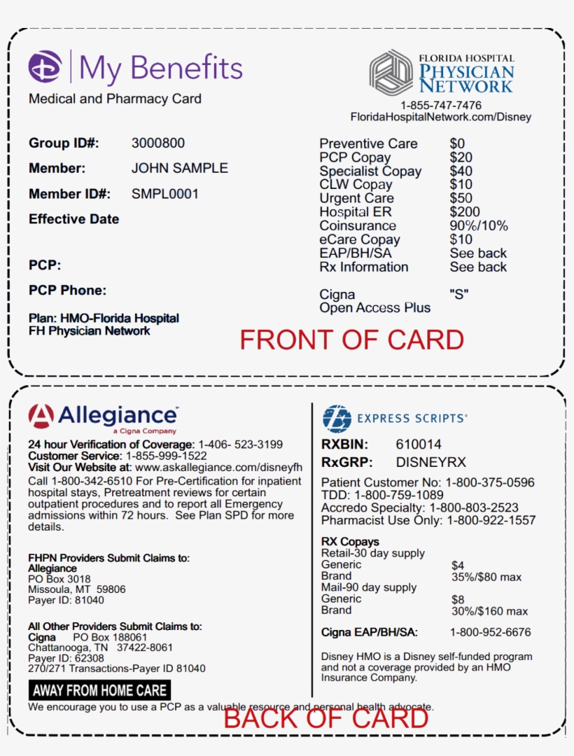 Id Card Cigna Allegiance Insurance Card Free Transparent PNG 