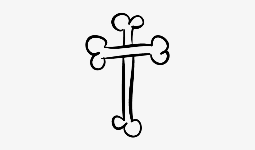 Bones Cross Religious Halloween Sign Outline Vector - Bone Cross - Free ...