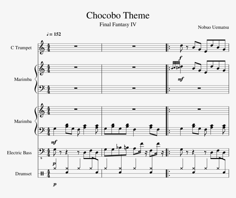 Chocobo Theme Sheet Music Composed By Nobuo Uematsu - Sheet Music ...