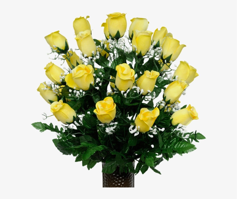 Md1059 Yellow Rose With Babys Breath3 - Ruby's Silk Flowers Two Tone ...