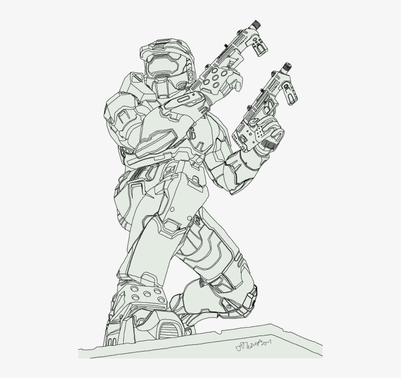 Master Chief Sketch - Drawing - Free Transparent PNG Download - PNGkey