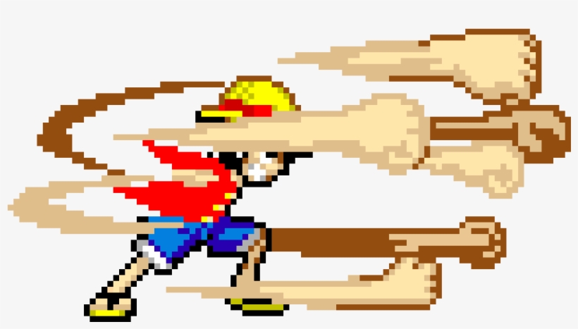 Luffy Gatling - Pixel Art One Piece - Free Transparent PNG Download ...
