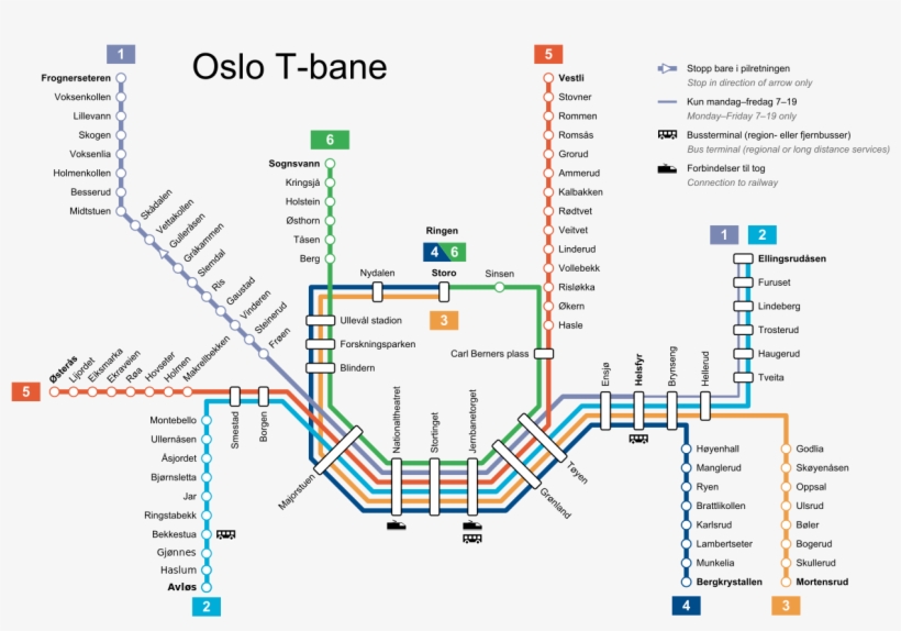 Oslo T-bane Linjekart - Metro Oslo Bus Map - Free Transparent PNG ...