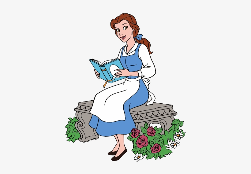 Enchanted Rose Belle Reading - Belle Reading A Book Clipart - Free ...