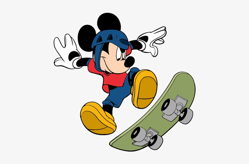 Clip Art Disney Galore Skateboarding Mischievous - Mickey Mouse ...