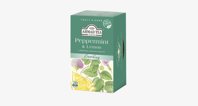 Peppermint & Lemon 20ct Box - Ahmad Tea Herbal - Free Transparent PNG ...