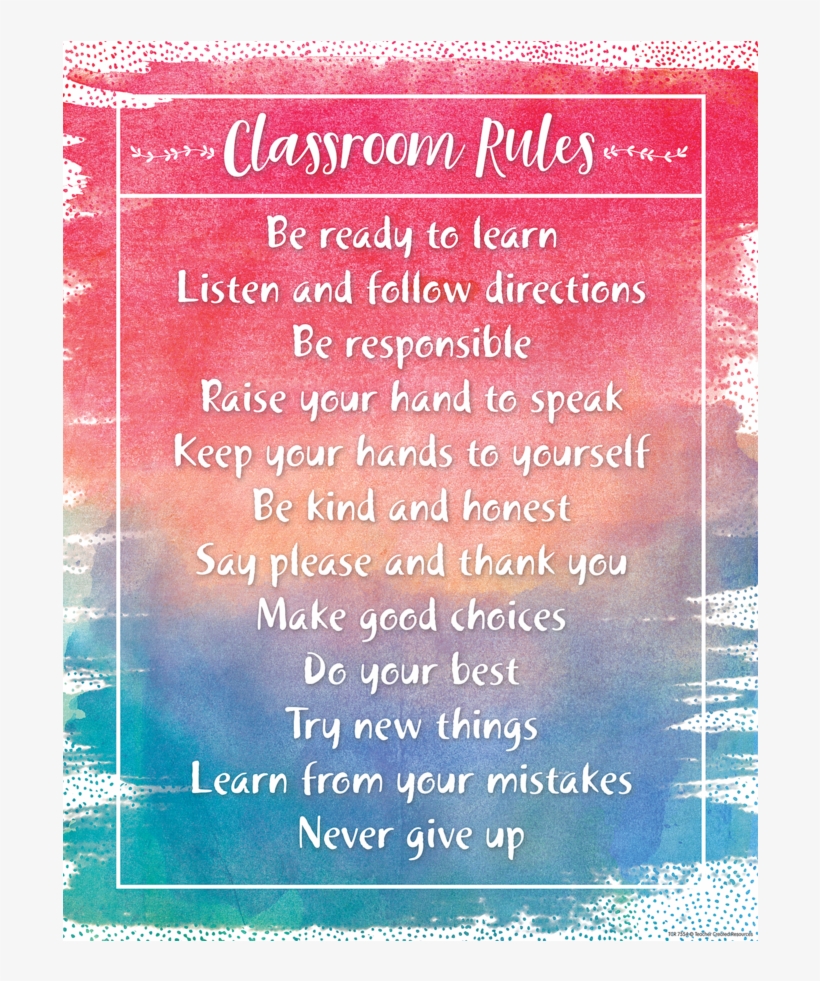 Tcr7554 Watercolor Classroom Rules Chart Image - Classroom Rules Chart ...