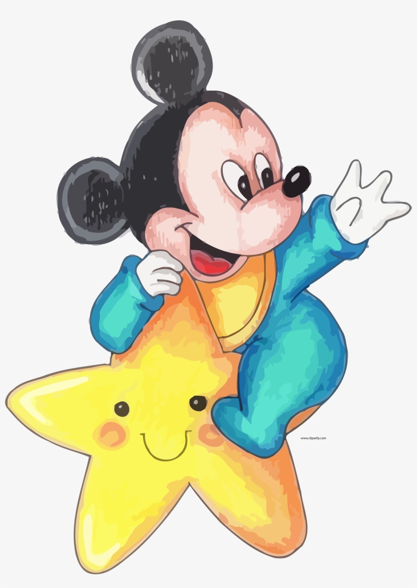 Baby Mickey And Cartoon Star Sketch Drawing Clipart - Free Transparent ...