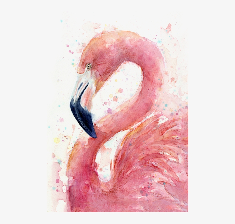Bleed Area May Not Be Visible - Flamingo Watercolor - Free Transparent ...