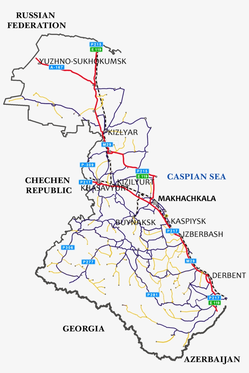 Road Map Of Dagestan - Dagestan Road Map - Free Transparent PNG ...