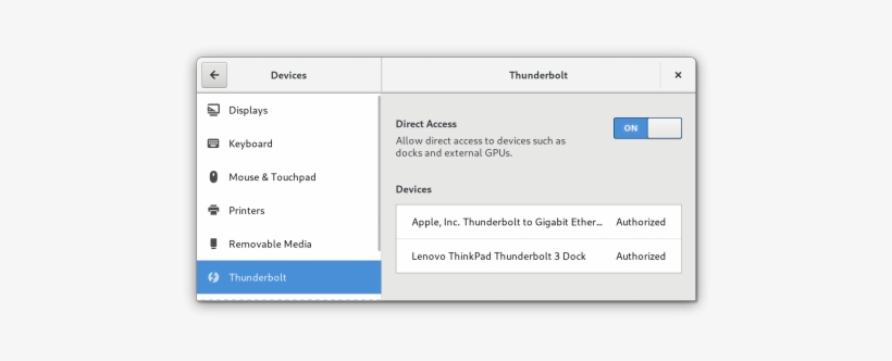 The New Thunderbolt Control Center Panel - Gnome Thunderbolt - Free ...
