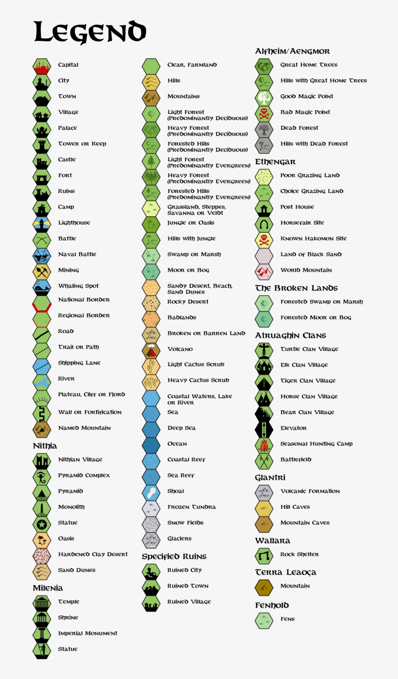 Additional Gimp Hex Brushes - D&d Map Legend - Free Transparent PNG ...