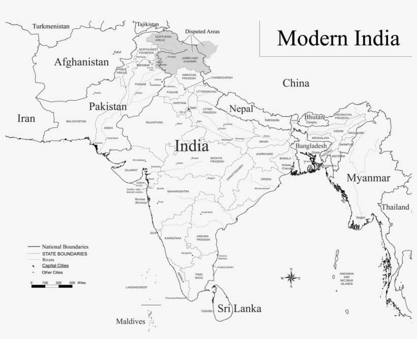 Modern India - Boundary Lines Of India - Free Transparent PNG Download ...
