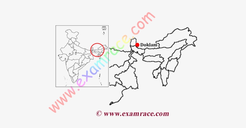 Image Shows The Location Of Doklam - Kolleru Lake On Map - Free ...