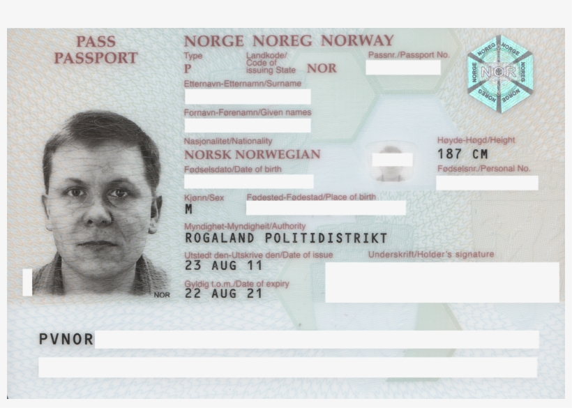 Personal Details Page - Norwegian Passport Id Example - Free ...