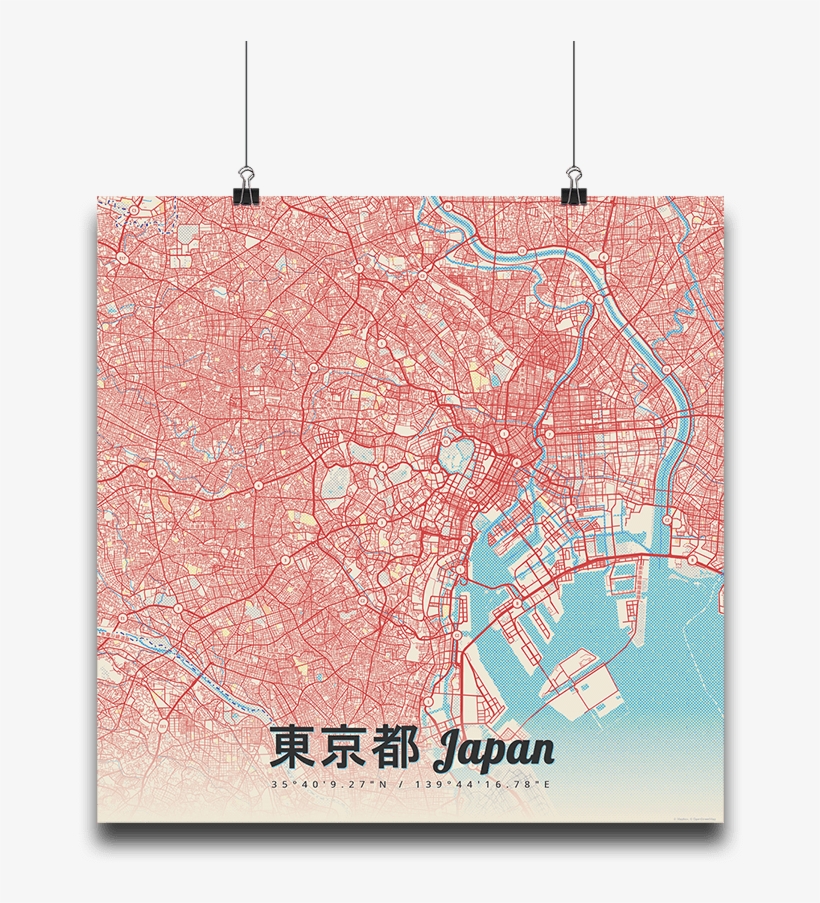 Premium Map Poster Of Tokyo Japan - Tokyo - Free Transparent PNG ...