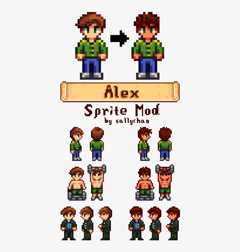 Released Portrait Accurate Alex Stardew Valley Character Sprite 