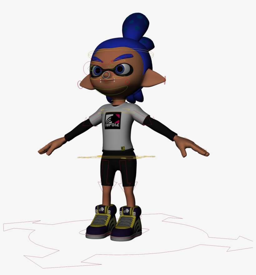 Inkling Boy Rigged Model From Splatoon - Cartoon - Free Transparent PNG ...