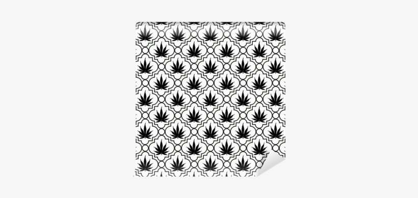 Black And White Marijuana Leaf Pattern Repeat Background - Circle ...
