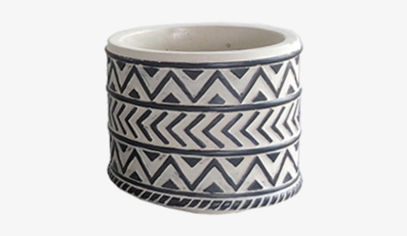 Pot White W Grey Tribal Pattern Sml 12cm - Home Coach - Free ...