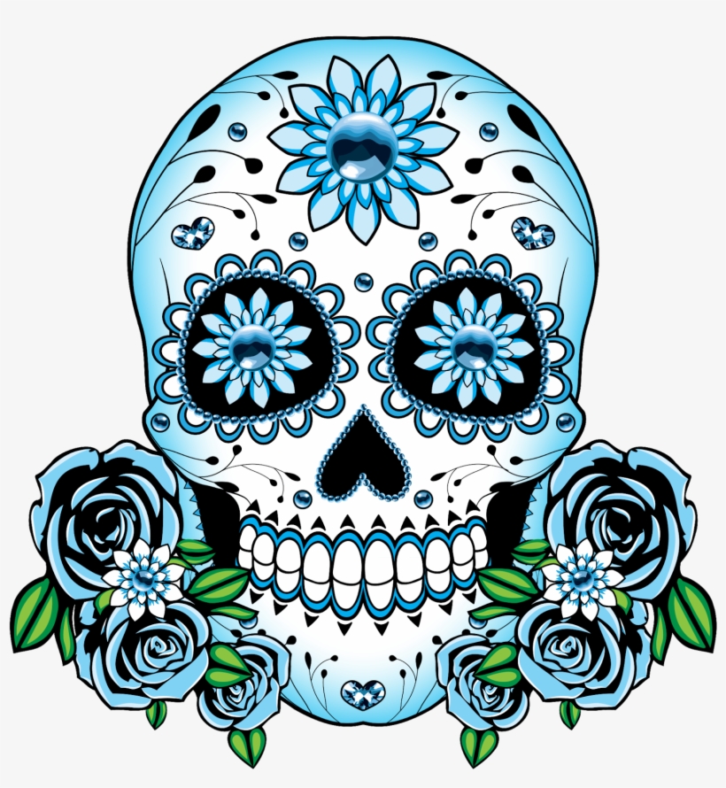 Le Kon Celebrates Día De Muertos - Blue Sugar Skull - Free Transparent ...