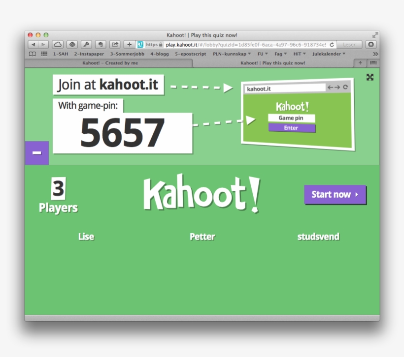 Din Kahoot-sesjon Får En Unik Pinkode Som Deltakerne - Kahoot Numbers ...
