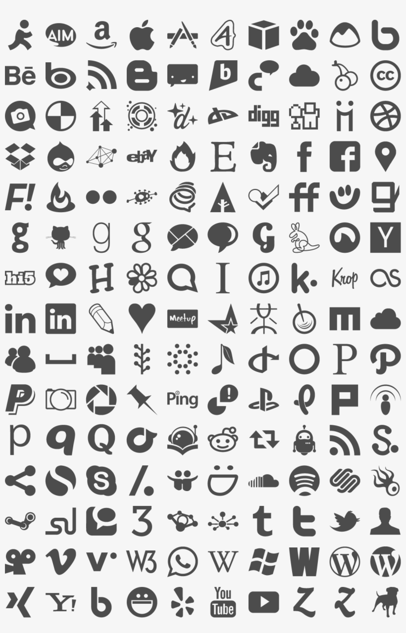Social Icons Grey - Vector Social Media Icons - Free Transparent PNG ...