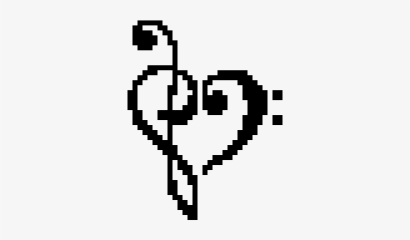 Treble And Bass Clef Heart - Bass Clef Pixel Art - Free Transparent PNG ...