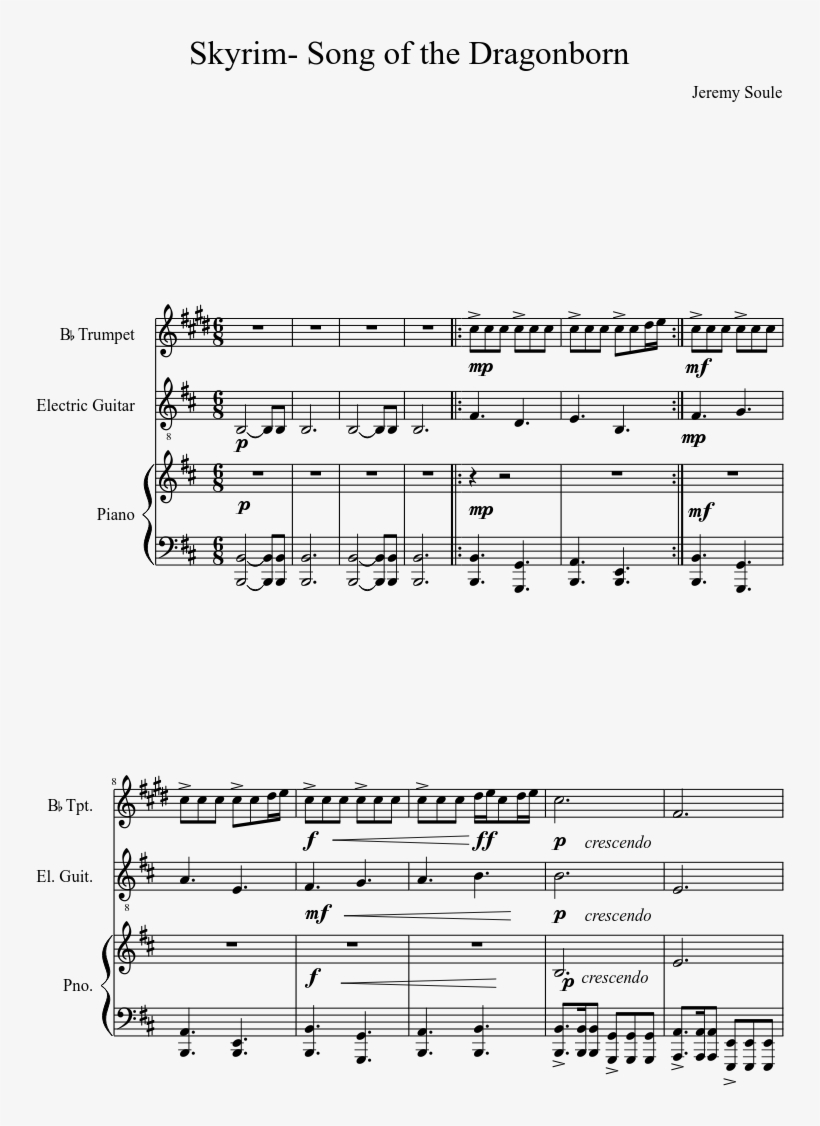 Skyrim- Song Of The Dragonborn Sheet Music Composed - Vanotek - Free ...