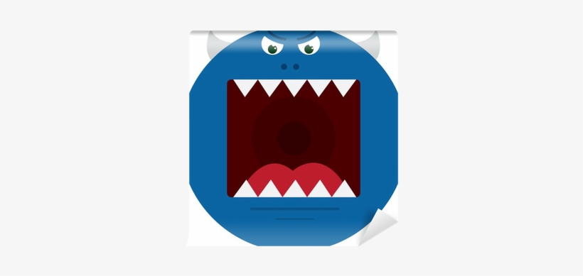 Large Round Blue Monster With Sharp Teeth Wall Mural - Mouth - Free ...