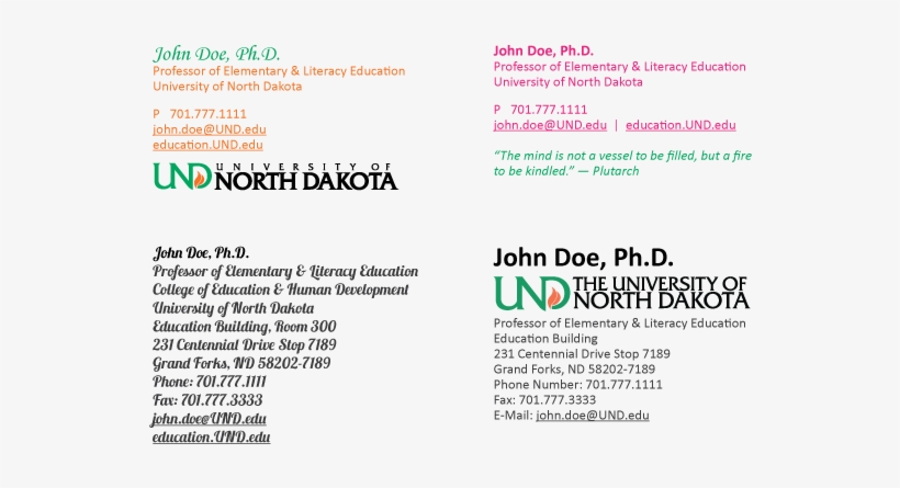 Unacceptable Variations Of Und Email Signatures - University Of North ...