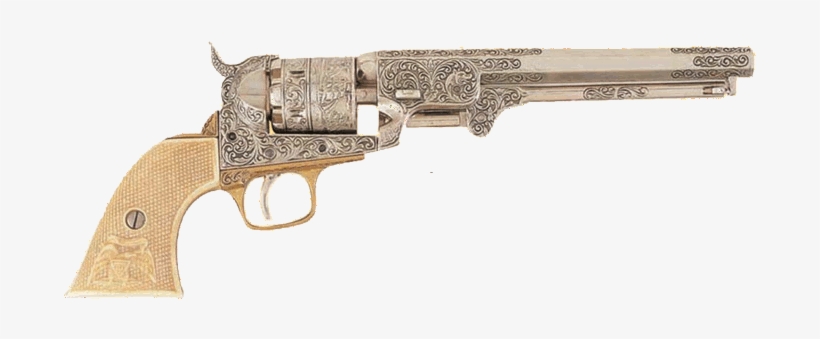 1851 Navy Engraved Revolver, Nickel Simulated Ivory - Denix 1851 ...