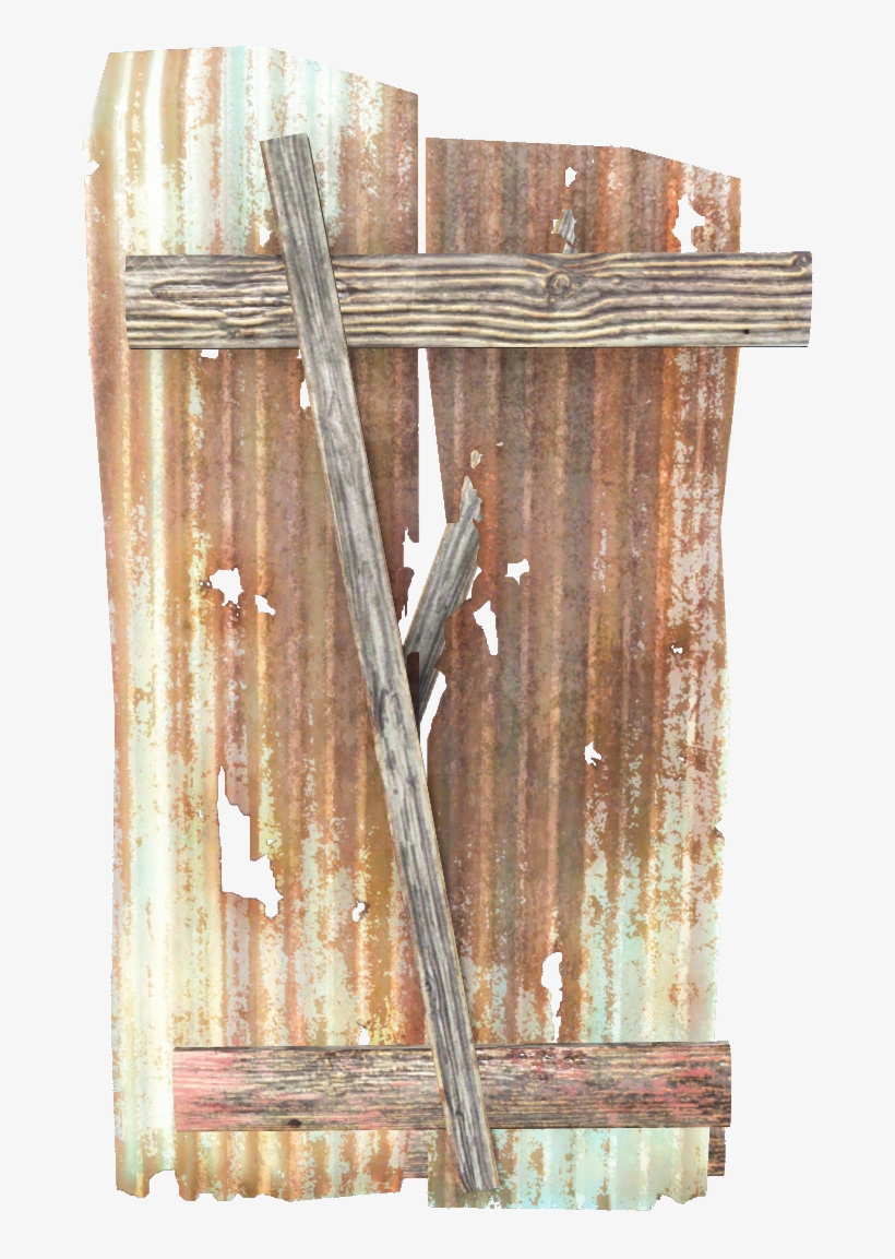 Fo4 Half Shack Wall Metal Panels Sloped - Plywood - Free Transparent ...