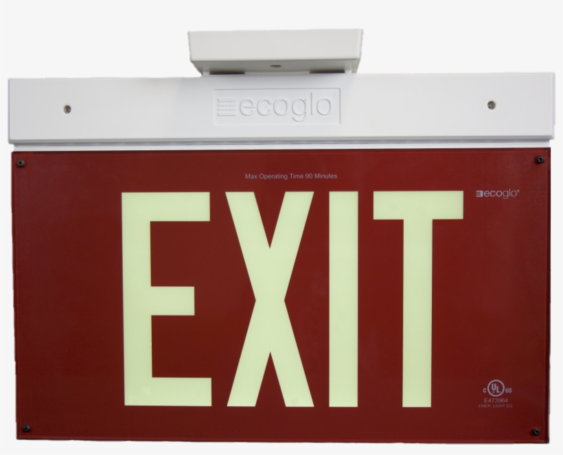 Red Photoluminescent Exit Sign - Exit Sign - Free Transparent PNG ...