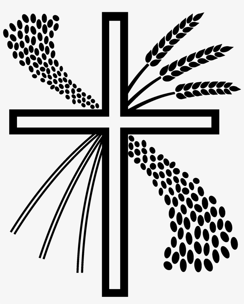 Cross With Wheat Clipart Outline