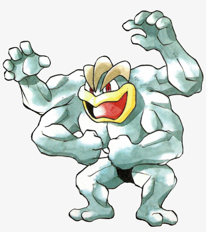 Machamp Pokemon Red And Green Official Render Art - Ken Sugimori ...