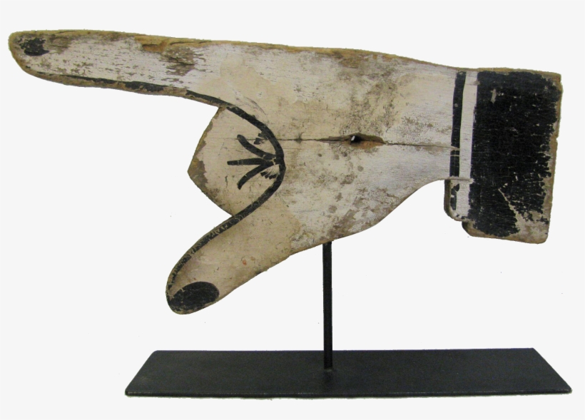 Antique Folk Art Painted Wooden Pointing Hand Sign - Folk Art - Free ...