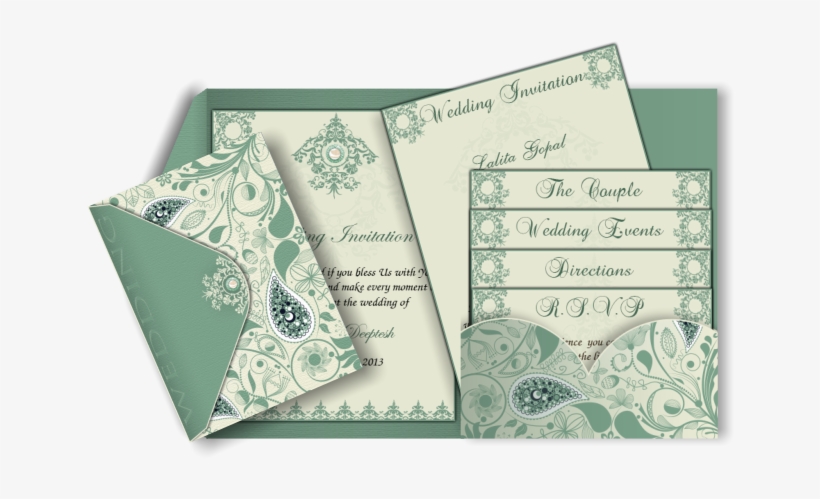 Pocket Style Indian Wedding Invitation Card Design - Multi Card Wedding ...