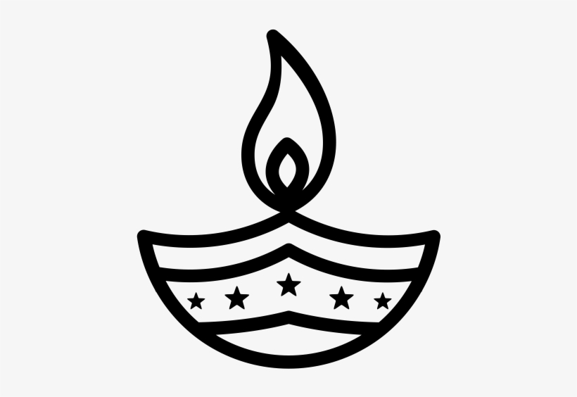 Diya Rubber Stamp - Diwali Logo Black And White - Free Transparent PNG ...