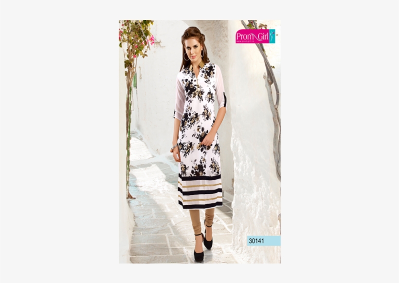 White Printed Kurti - Promgirl - Free Transparent PNG Download - PNGkey