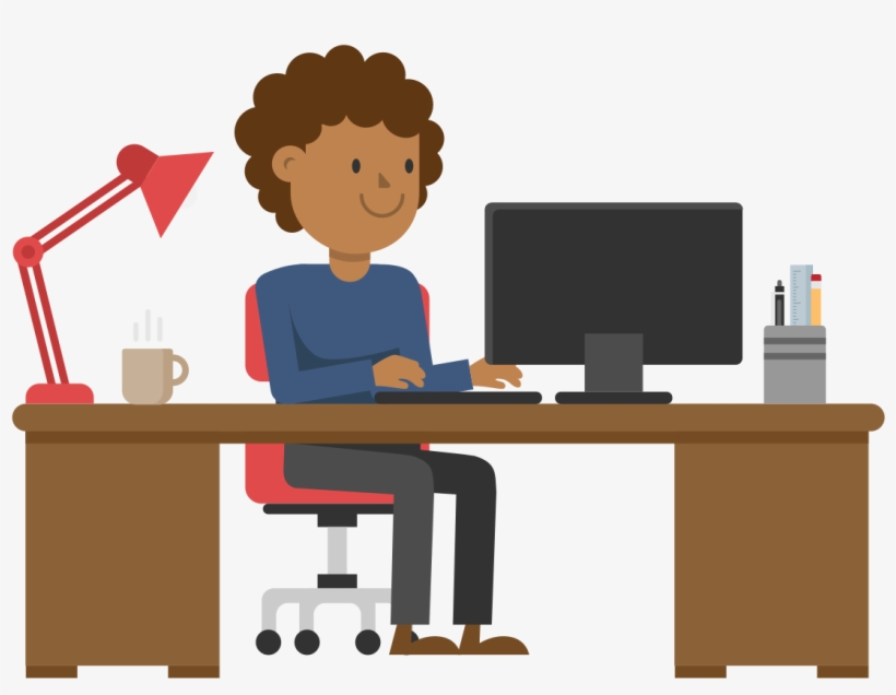 Open - Man Working On Computer Vector Png - Free Transparent PNG ...