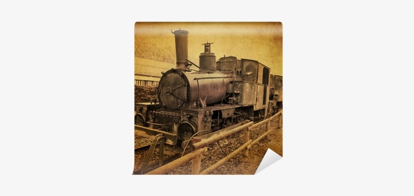 Old Steam Train On Old Texture Background Self-adhesive - Steam ...