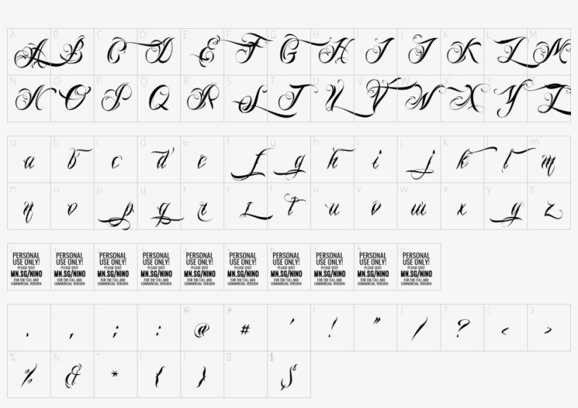 Character Map - Nino Script - Free Transparent PNG Download - PNGkey