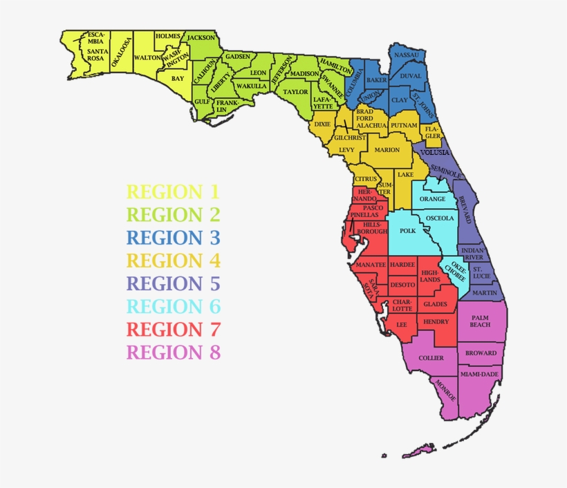 Florida Map Regions - Florida Region Map - Free Transparent PNG ...