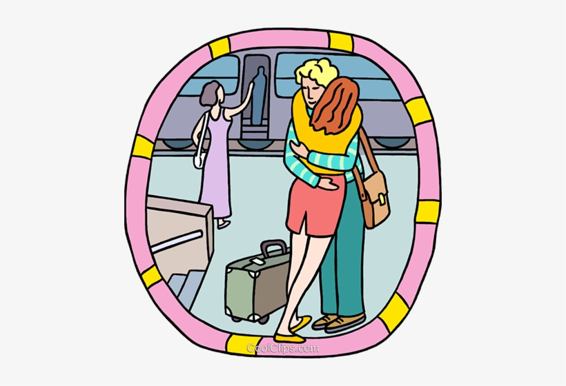 Farewell Hug At Train Station Royalty Free Vector Clip - Goodbyes ...