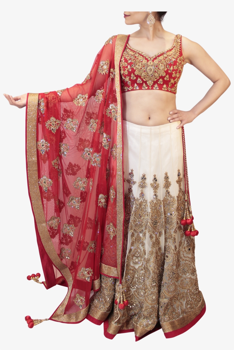 White And Red Bridal Lehenga - Free Transparent PNG Download - PNGkey