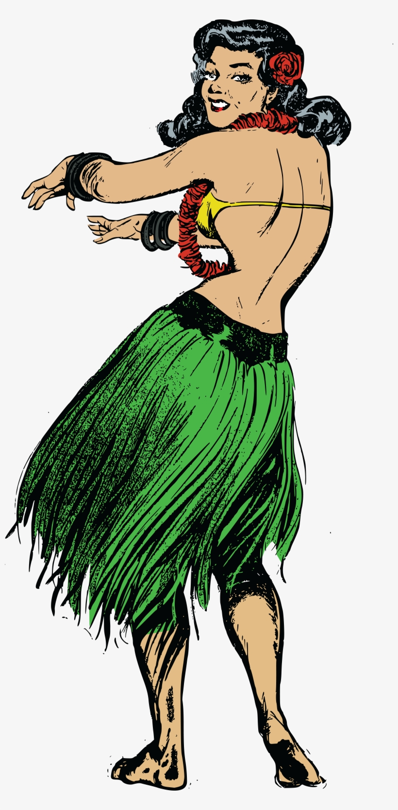 Free Clipart Of A Retro Woman Hula Dancing - Hula Dancer Transparent ...